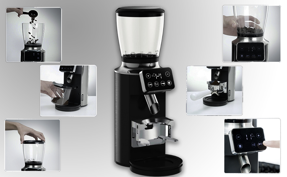MEBASHI Coffee Grinder with Digital Touch Screen | 30 Precise Grind Settings, 280g Capacity ...