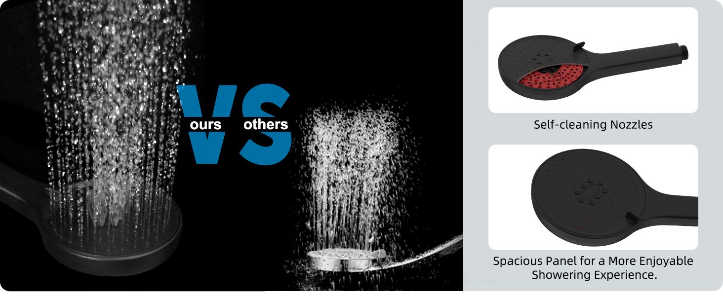 Hibbent Self-cleaning Shower Head, 10'' High Pressure Rainfall Shower Head, Showerhead Combo ...