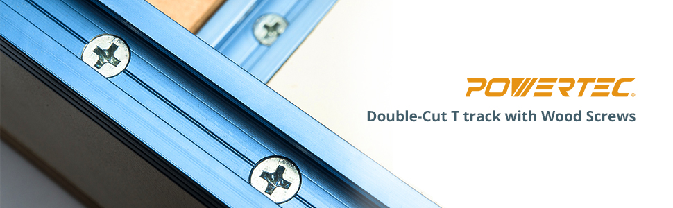 Amazon.com: POWERTEC 71887 36 Inch x2 Universal T track with 100 Pcs Wood Screws, Double-Cut ...