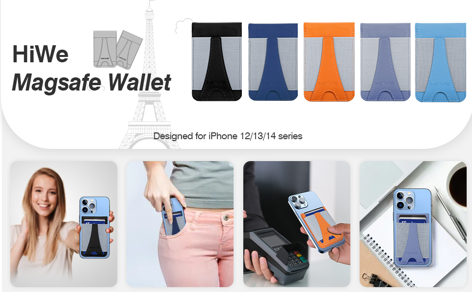 Amazon.com: HiWe Magsafe Wallet Stand, Magnetic Wallet with Adjustable Stand, Eiffel-Tower ...