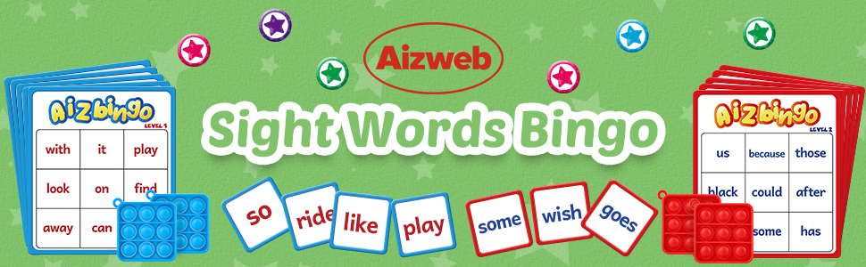 Amazon.com: Aizweb Sight Word Game Bingo,Learn to Read Flash Card for Preschool Kindergarten 1st ...