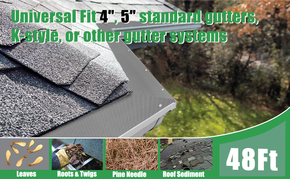 Forestchill Stainless Steel Gutter Guard, Universal Fit 5", 4" Gutters ...