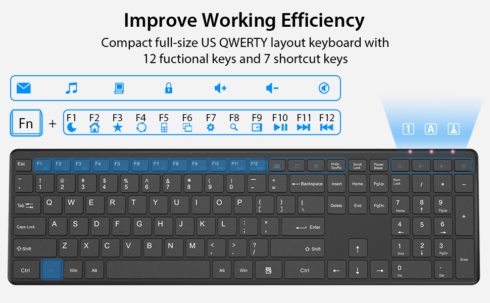 Amazon.com: Wireless Keyboard - Ultra Thin Computer Keyboard,Full Size ...