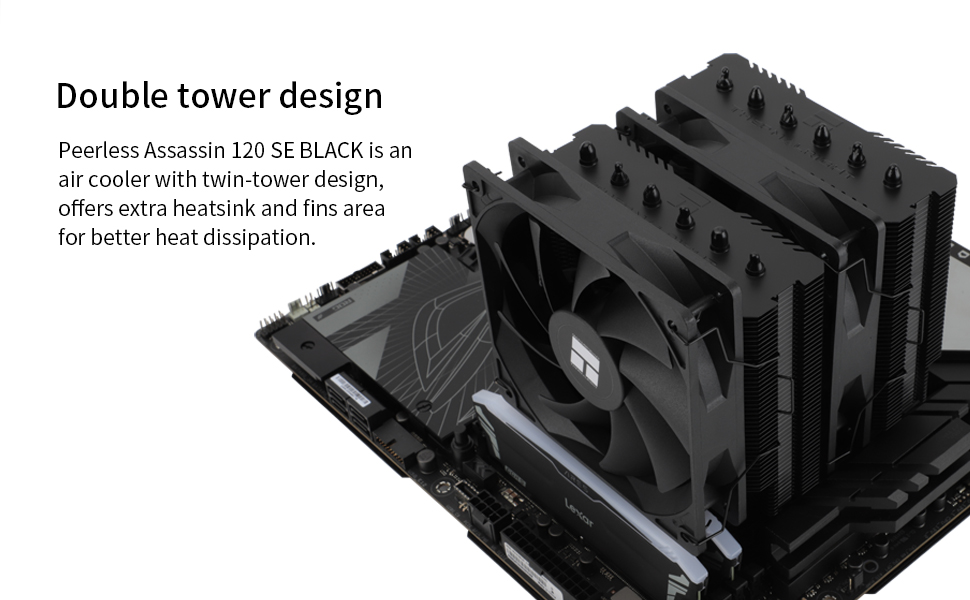 Thermalright Peerless Assassin 120 SE Black CPU Cooler, 6 Heat Pipes Heatsink Cooler, Dual 120mm ...