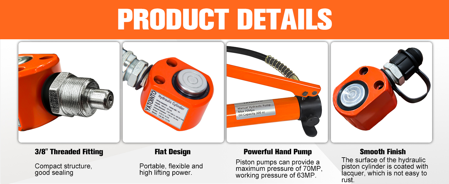 Amazon.com: YATOINTO 5 Ton Low Profile Hydraulic Cylinder Jack : Industrial & Scientific