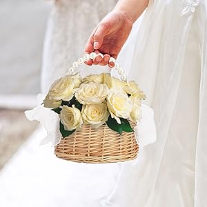 Amazon.com: CYYZB 2PCS Wicker Rattan Flower Girl Basket, Flower Girl ...