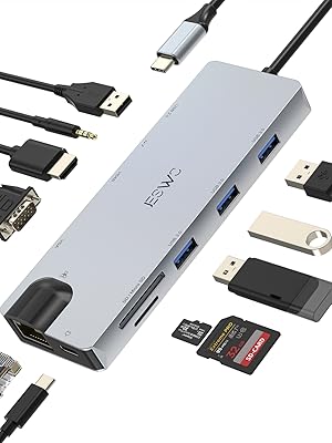JESWO USB C Hub, 11 en 1 Adaptador Multipuerto Hub Tipo C con HDMI 4K, 3*USB 3.0, 2*USB 2.0, USB ...