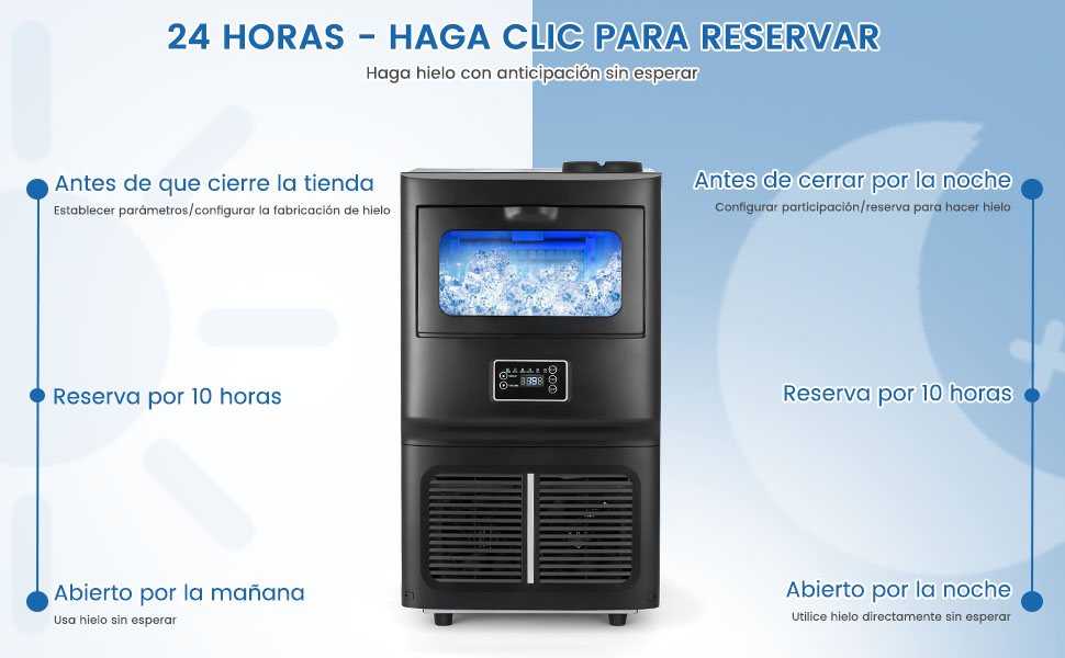 YOMYM Máquina de Hielo Comercial, Fabricación de Hielo Las 24 Horas 23~25Kg, Fabricación de ...