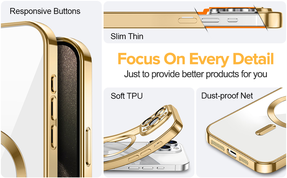 Amazon.com: Hython Magnetic Clear for iPhone 15 Pro Case with Camera Lens Protector [Compatible ...