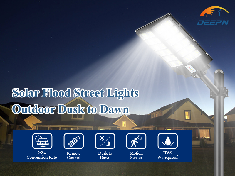 Deepn 4200W Solar Street Light Outdoor Waterproof, 450000 Lumens Dusk to Dawn Solar Flood Lights ...