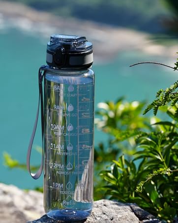 OLDLEY Botella de agua, botella de agua deportiva motivacional de 32 onzas con marcador de ...
