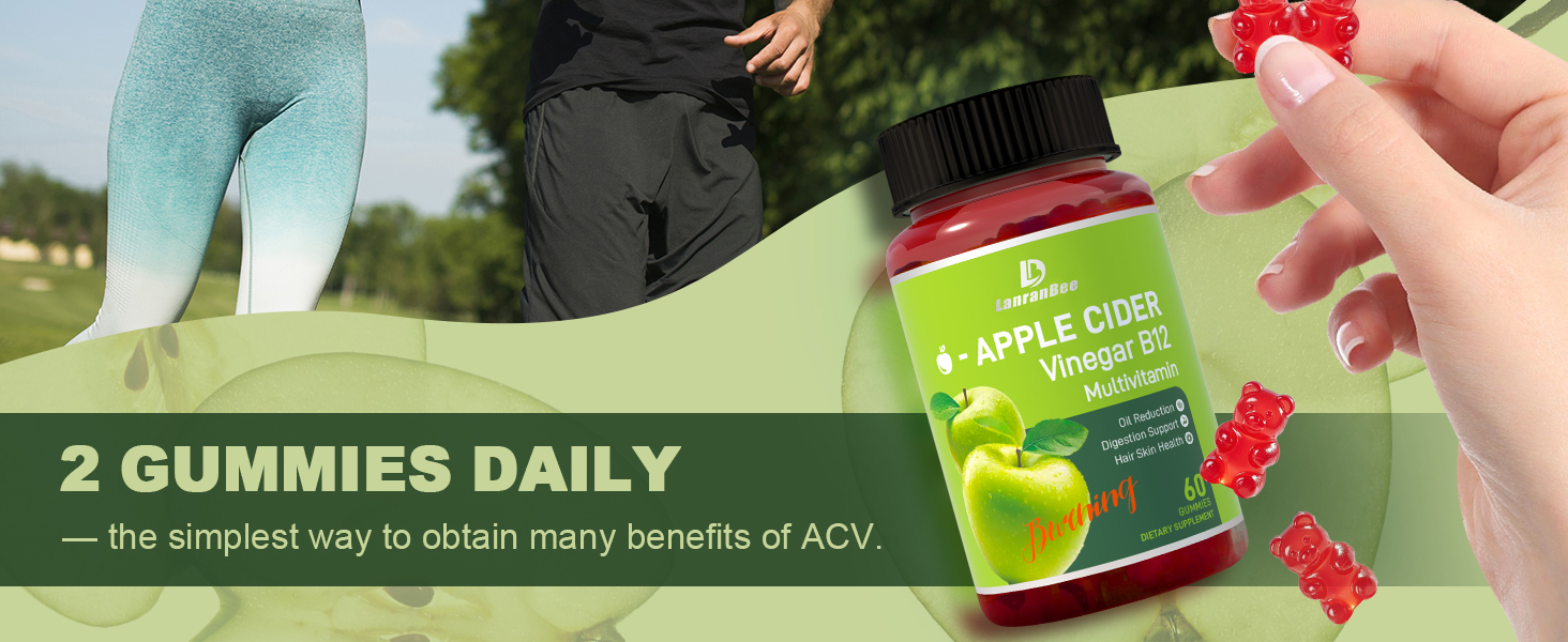 Amazon.com: LanranBee Apple Cider Vinegar Gummies 1000mg with Vitamins B12 Multivitamin ACV ...