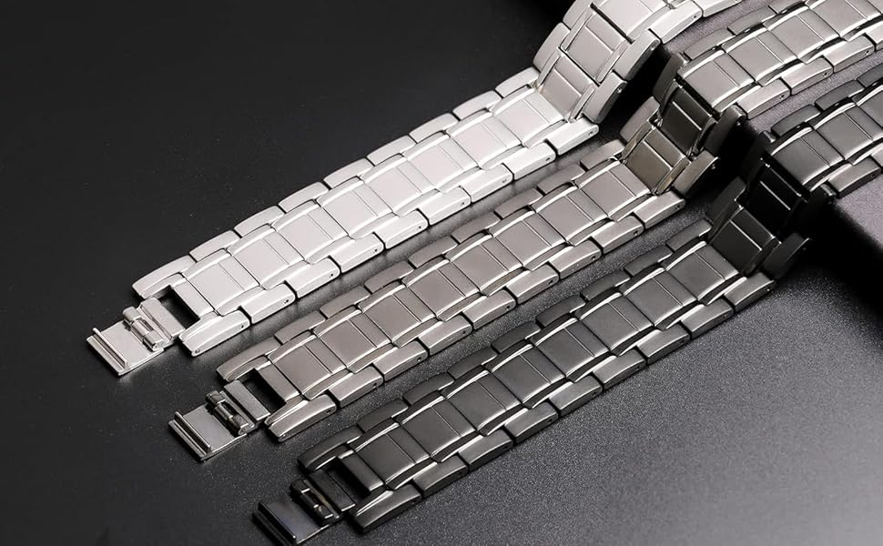 PUJANE Mens Magnetic Bracelets 316L Stainless Steel 3 Rows Magnets Energy Bracelet Ultra ...
