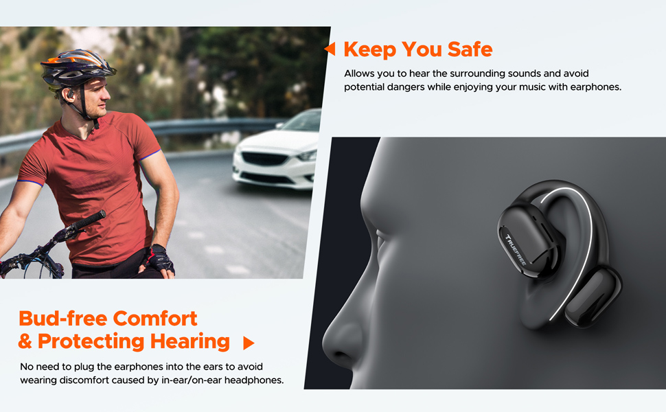 Truefree Open Ear Bluetooth 5.3 Headphones, Wireless Earbuds with ...
