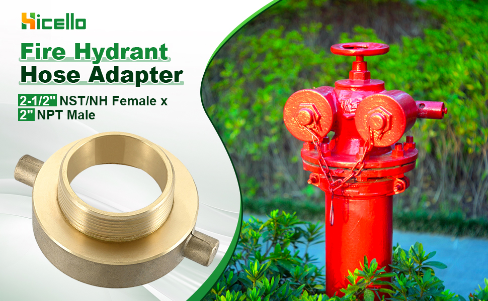 Amazon.com: Hicello Fire Hydrant Adapter 2-1/2" NST/NH Female x 2" NPT Male, Fire Hydrant Port ...