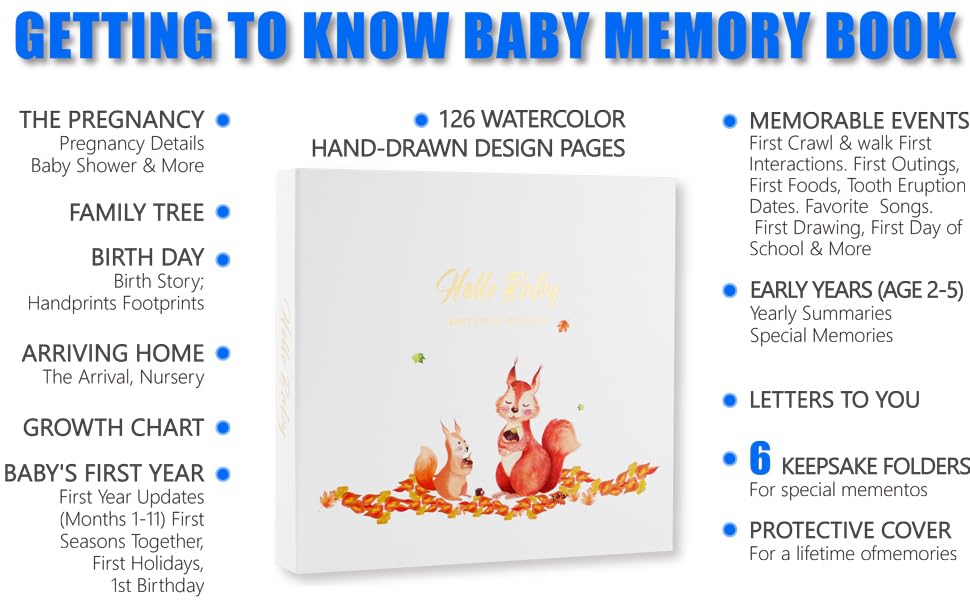Amazon.com: Keepsake Baby Memory Book for Baby Boy or Girl,Timeless First 5 Year Baby Book,A ...