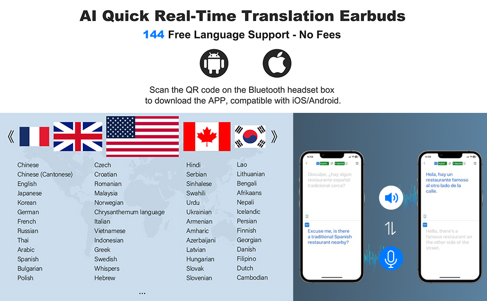 Amazon.com: AI Translator Wireless Earbuds Real-time Language ...