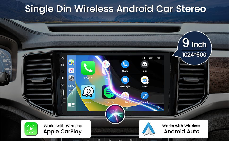 Amazon.com: Wireless Single Din Car Stereo with Apple CarPlay and Android Auto, Android 11 ...