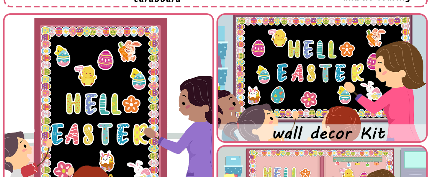 Amazon.com: Easter Classroom Decoration Happy Easter Bulletin Board Set ...