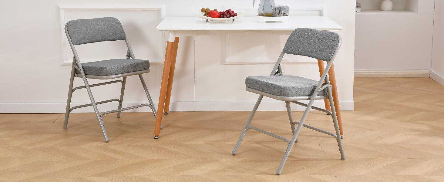 KAIHAOWIN Padded Folding Chairs Upholstered Single Foldable Chair with Ultra Thick Padded Seat ...