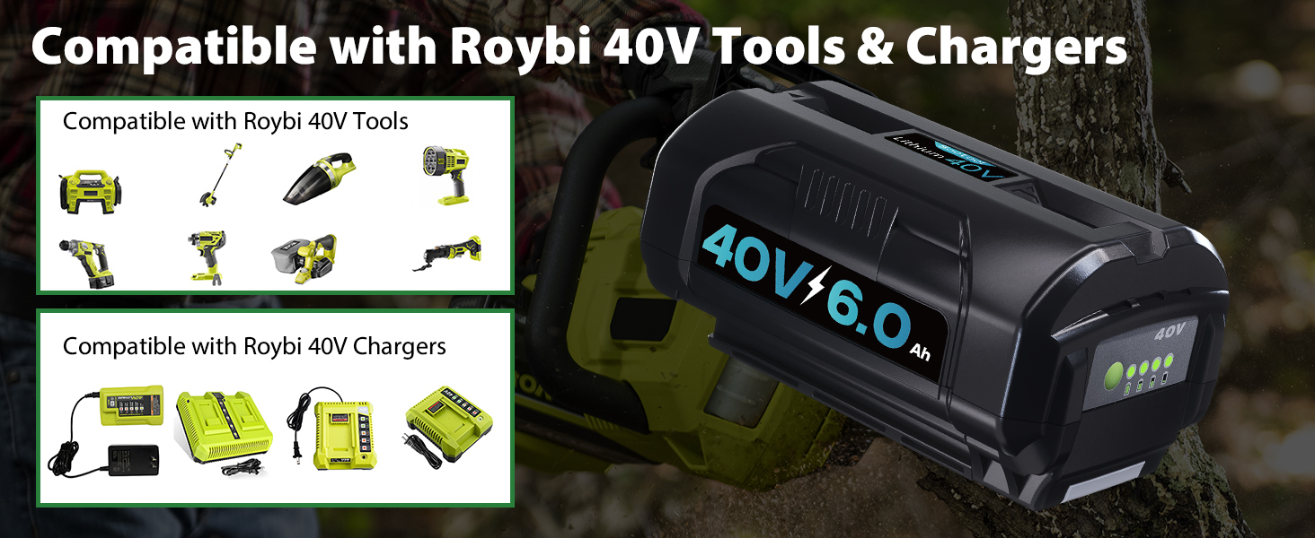Amazon.com: 2Pack Replacement for Ryobi 40V Battery 6Ah Compatible with Ryobi 40 Volt Battery ...