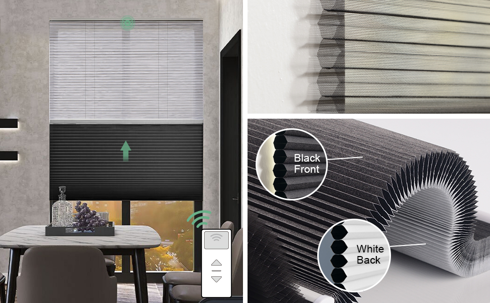 Yoolax Motorized Day and Night Cellular Shades with Remote, Smart Top Down Bottom Up Blinds ...