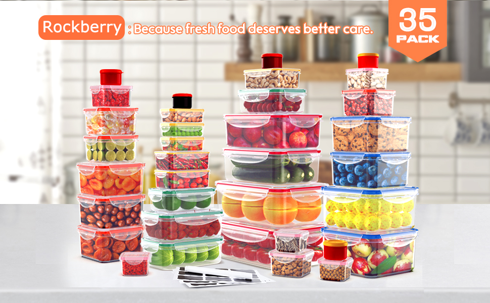Amazon.com: 70 Pcs Large Food Storage Containers with Lids Airtight ...