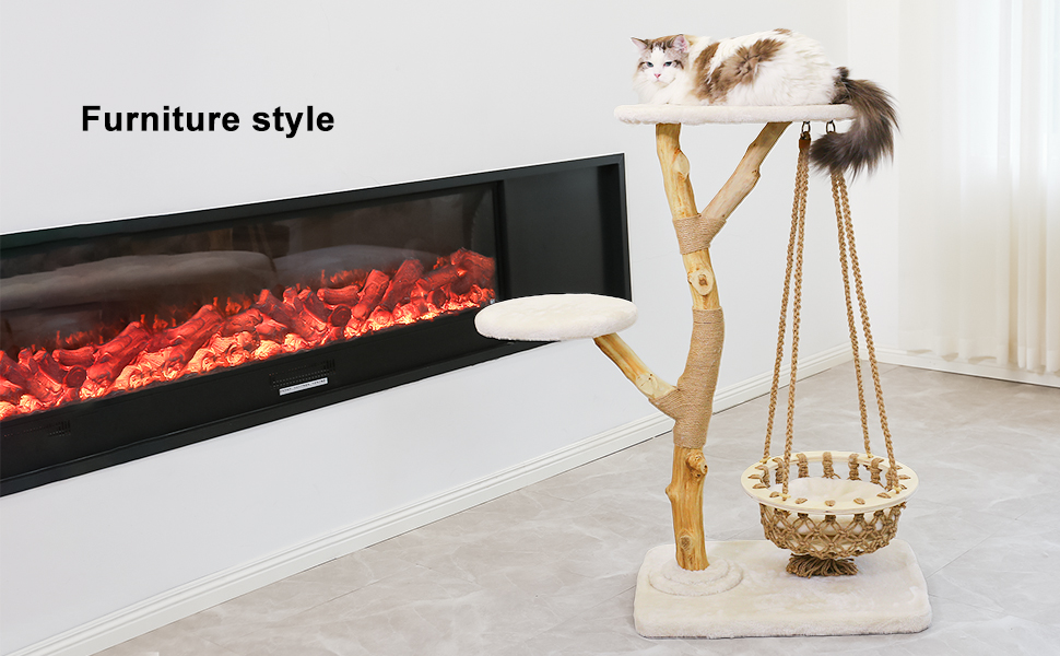 Amazon.com : Xiamiao 50" Tall Cat Tree Tower, Modern Cat Tree for Indoor Cats, Washable Wooden ...