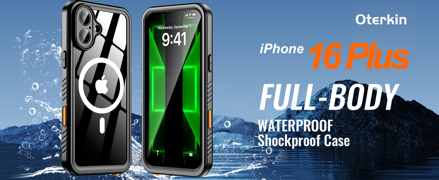Amazon.com: Oterkin Waterproof Case for iPhone 16 Plus Case Compatible with MagSafe, Full Body ...