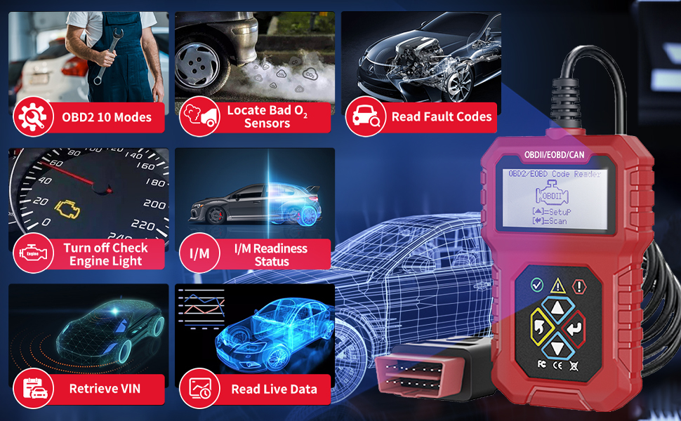 Amazon.com: T35 Car Code Reader, OBD2 Car Code Scanner Check Engine ...