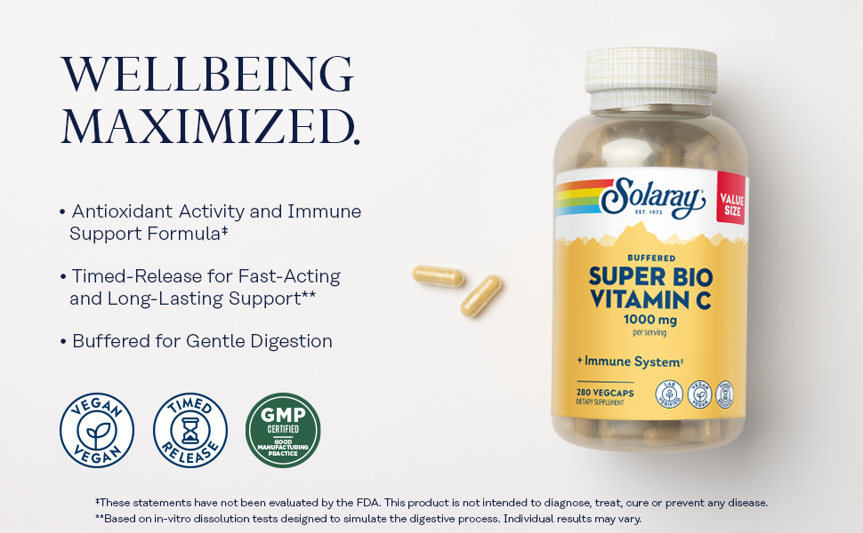 Amazon.com: SOLARAY Super Bio Vitamin C 1000mg, Buffered, Time Release Capsules with ...