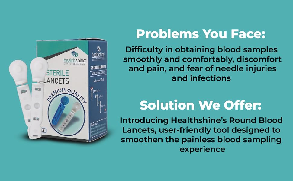 Healthshine Blood Lancet 25 Pieces | Flat Lancet Needle for Glucometer | Sterile, Single-Use ...