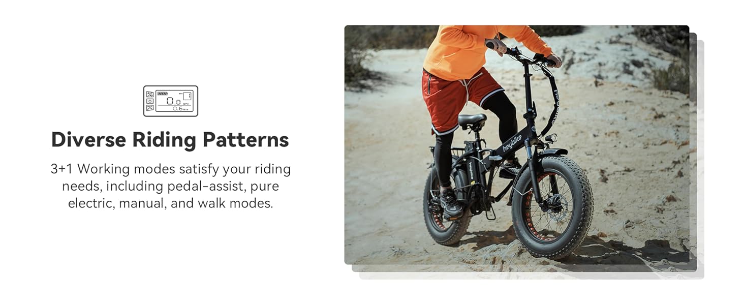 Heybike Mars Electric Bike Foldable 20" x 4.0 Fat Tire Electric Bicycle with 500W Motor, 48V 12 ...