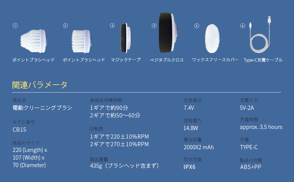 Amazon｜Arlink CB15 電動ハンドヘルドクリーニングとワックスがけスクラバー、デジタルスクリーン、防水、耐久性の高いバッテリー、強力なモーター、5つの異なるブラシヘッド、あらゆる ...