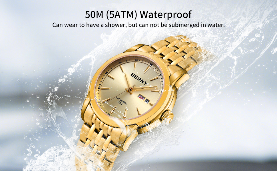BERNY Relojes dorados para hombre, reloj de pulsera automático para hombre, reloj clásico de ...