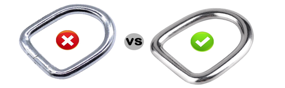 TooTaci D Rings Tie Down Anchors 1/4" Stainless Steel D Ring 1200bls Breaking Strength,6pcs ...