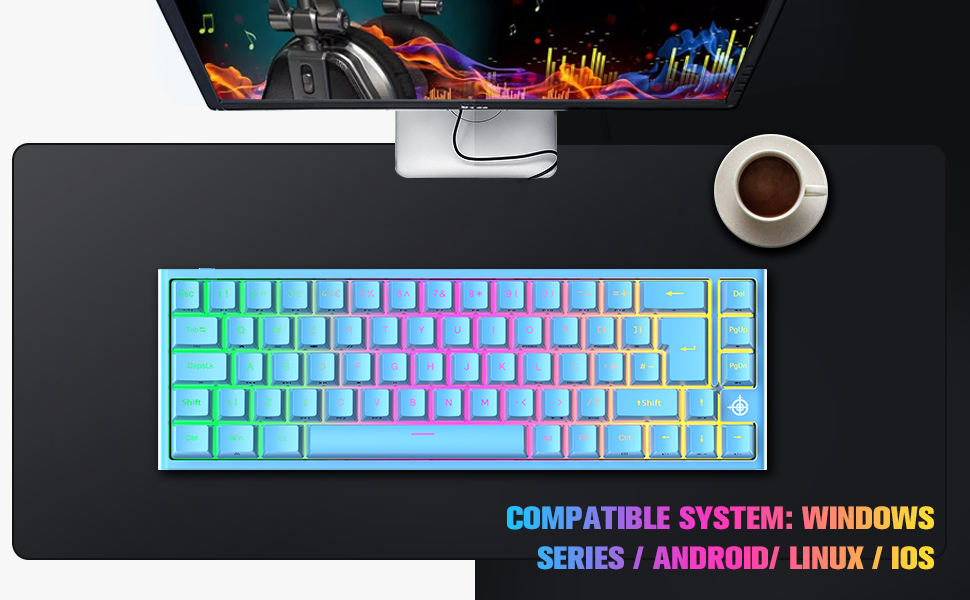 Amazon.com: LexonElec 60% Mechanical Gaming Keyboard, RGB Chroma ...