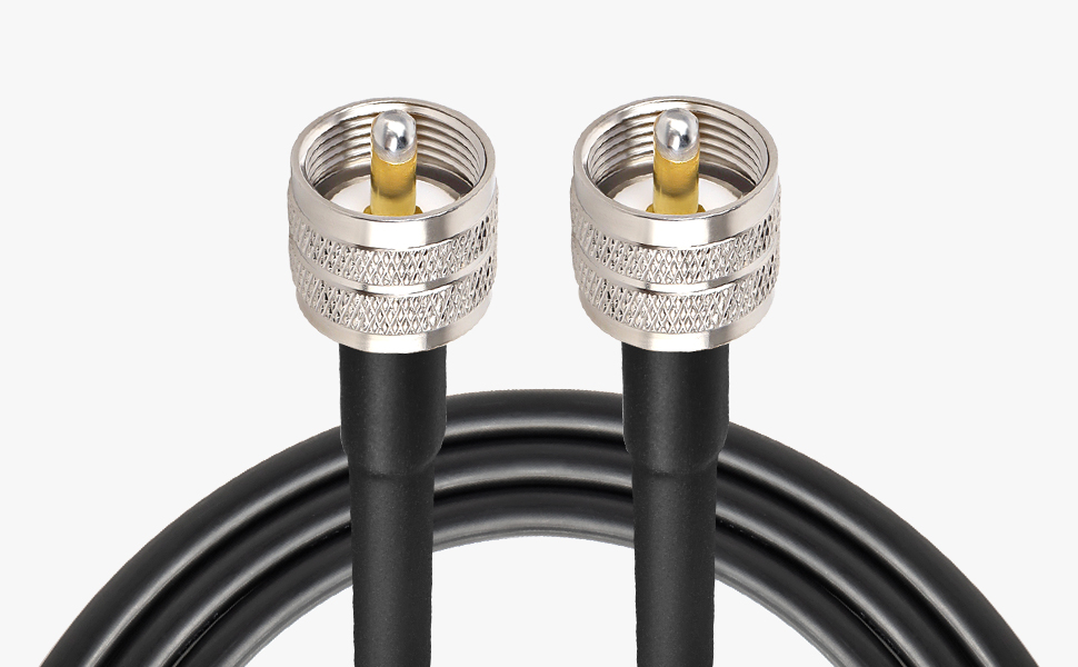 XRDS-RF PL-259 UHF CB Coax Cable 3ft, 50 ohm RG58 PL-259 UHF Male to SO-239 Male Connector Low ...