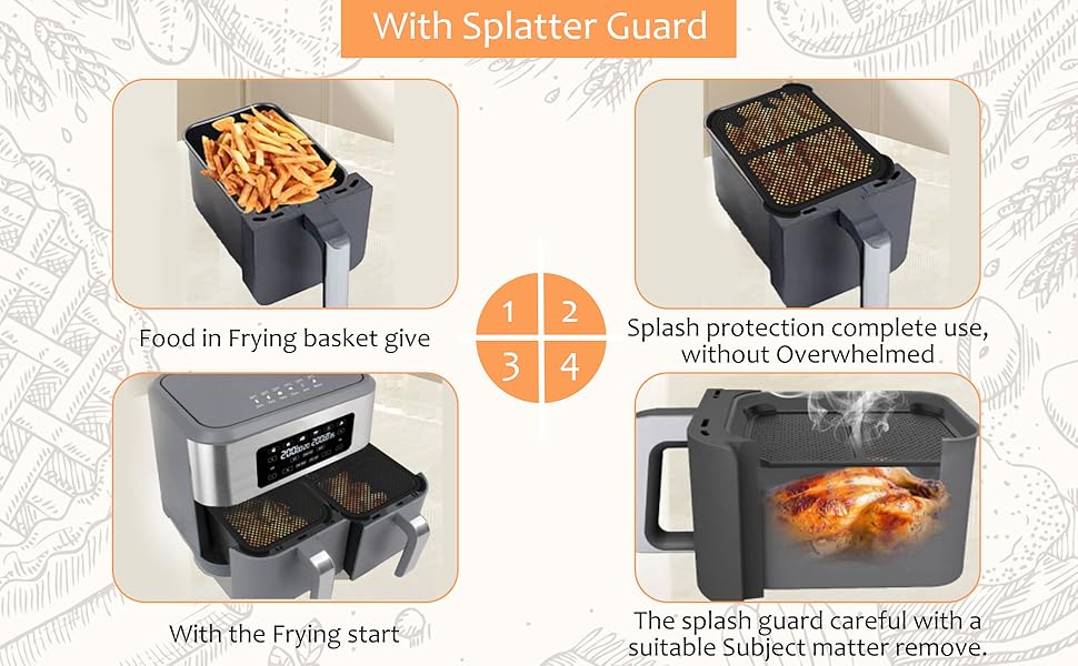 Air Fryer Splatter Screen,2pcs Air Fryer Accessories for Ninja AF400/AF451/DZ401,Silicone Air ...