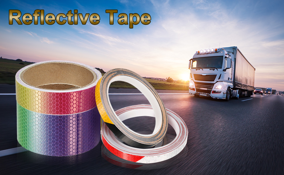 PATIKIL Reflective Tape, 1 Roll 26 ft x 0.4-inch Waterproof Adhesive High Visibility Caution ...