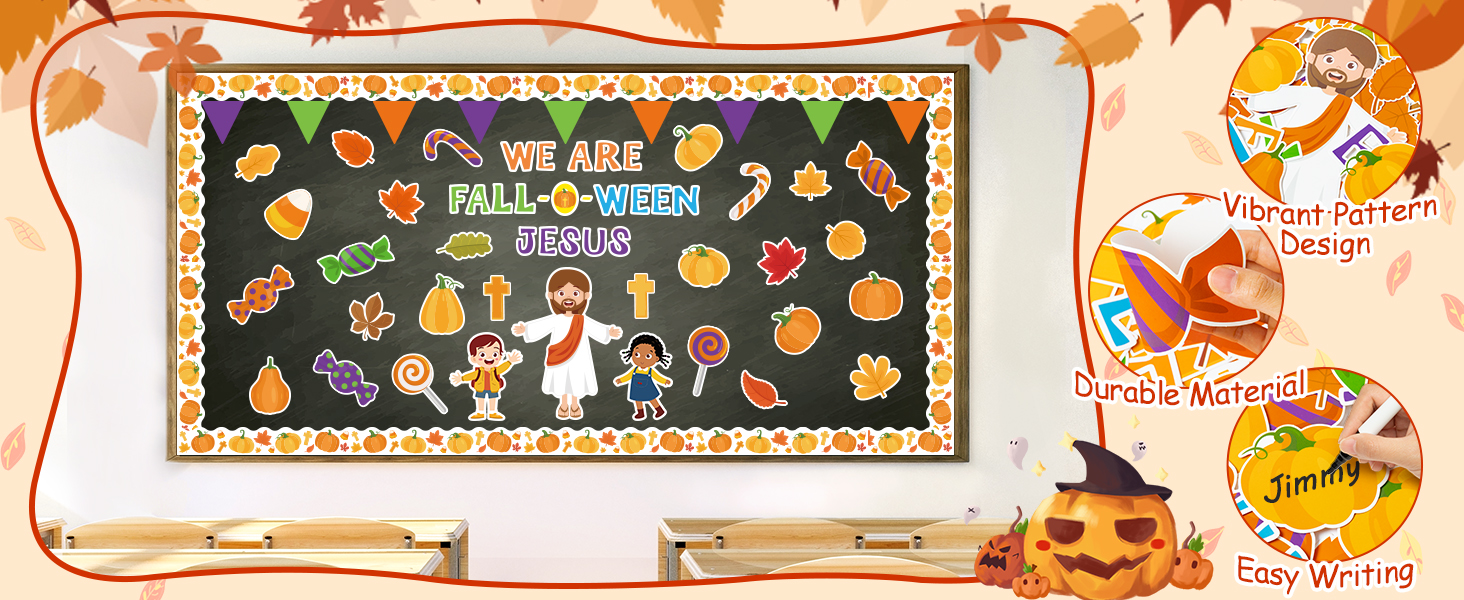 Amazon.com: CPicdn 131Pcs Fall Halloween FALLOWEEN Bulletin Board ...