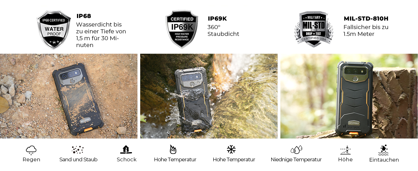HOTWAV T5 MAX Android 13 Outdoor Handy, 6050mAh 4GB/64GB/1TB Erweiterbar 6.0 Zoll HD+ Display ...