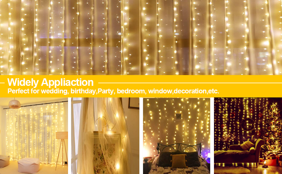 Curtain Fairy Lights, 300 LED 9.8FT Hanging Lights String for Bedroom ...