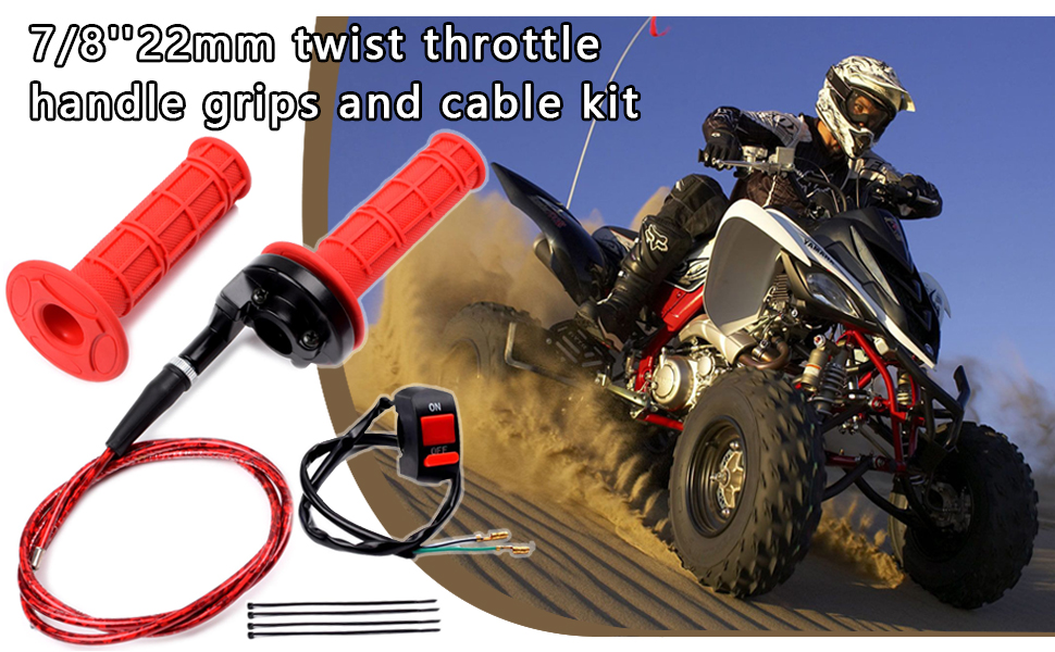 Amazon.com: Riyitauto 7/8" 22mm Twist Throttle Accelerator Soft Rubble Handle Grip Cable kit for ...