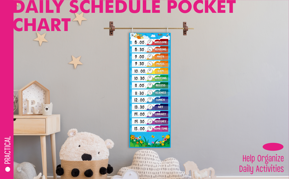 Amazon.com: Daily Schedule Pocket Chart, Classroom Chart with 13+1 ...