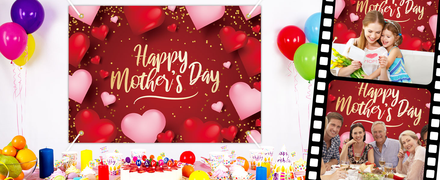 Amazon.com : Happy Mother's Day Banner - XtraLarge 7x5 FT Large Reusable Mother's Day Backdrop ...