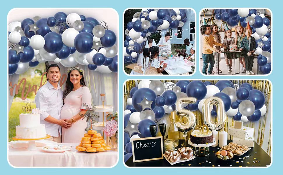 Amazon.com: iLaFm 151pcs Navy Blue Silver Balloons Garland Arch Kit for Graduation Class of 2023 ...