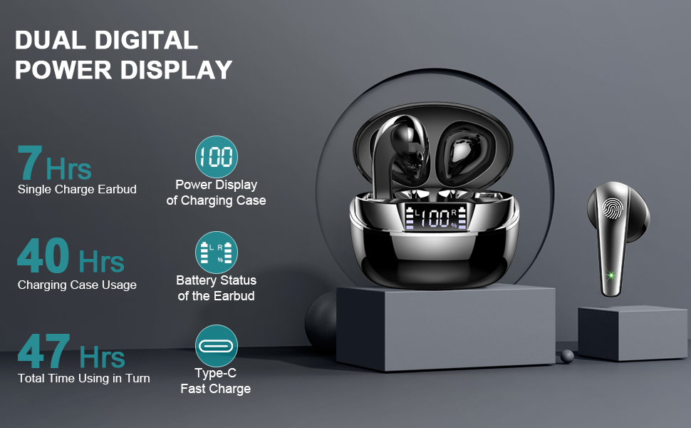 Wireless Earbuds, Bluetooth 5.3 Headphones with 4 ENC Mic, 2024 New ...