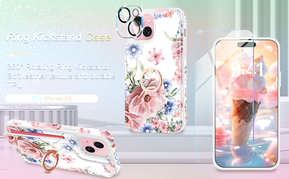 Amazon.com: Casewind for iPhone 15 Case Wallet,with [Screen Protector + Camera Lens Protector ...