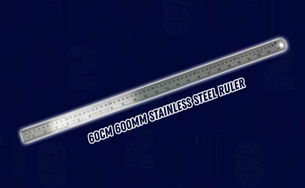 Dapetz ® 24 tum 60 cm 600 mm rostfritt stål linjal metallregel metrisk Imperial precisionsregel ...